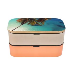 Beach Coconut Sunshine Adult Lunch Box, Bento Box, With Cutlery Set Of 3, 2 Compartments, Rectangular, Lunch Box For Adults