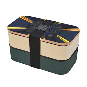 multidimensional space adult lunch box, bento box, with cutlery set of 3, 2 compartments, rectangular, lunch box for adults