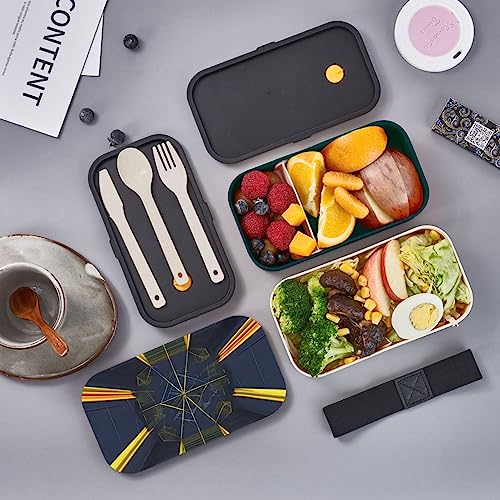 Multidimensional Space Adult Lunch Box, Bento Box, With Cutlery Set Of 3, 2 Compartments, Rectangular, Lunch Box For Adults