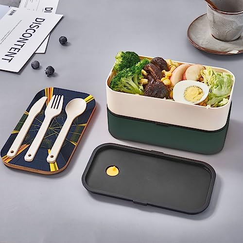 Multidimensional Space Adult Lunch Box, Bento Box, With Cutlery Set Of 3, 2 Compartments, Rectangular, Lunch Box For Adults