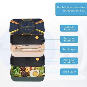 Multidimensional Space Adult Lunch Box, Bento Box, With Cutlery Set Of 3, 2 Compartments, Rectangular, Lunch Box For Adults