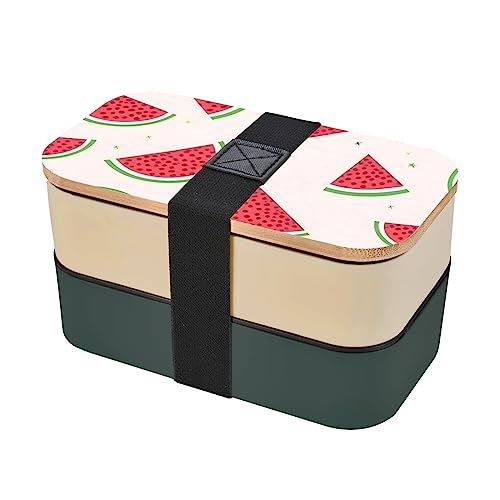 Pink Watermelon Adult Lunch Box, Bento Box, With Cutlery Set Of 3, 2 Compartments, Rectangular, Lunch Box For Adults