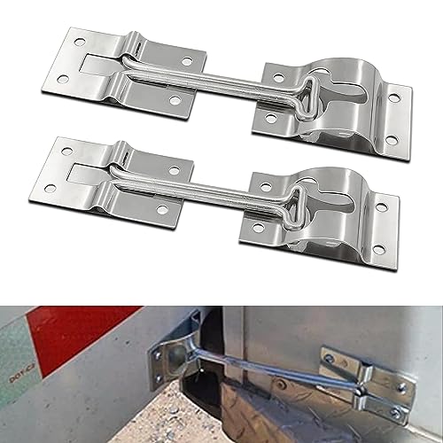 GKmow 2 PCS Car Door Latch, 6In Silver Cargo Door Hook Lock, 304 Stainless Steel Fixed Hook Car Tail Door Replace GL-16516S, Universal Truck RV Camper Baggage Door Latch