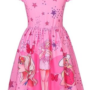 Girls Costume Dress Kids Cartoon Ruffle Sleeve Summer Outfit Birthday Party Gift Toy RA045XXL Pink