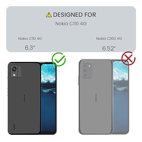 Dretal for Nokia C110 Case with Tempered Glass Screen Protector, Shock-Absorption Brushed Flexible Soft TPU Carbon Fiber Protective Cover for Nokia C110 (Navy)