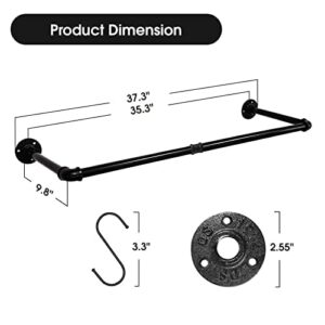 Dawod Industrial Pipe Clothing Rack 36 Inch 2 Pack, Wall Mounted Clothes Rack, Hanging Clothes Rods for Closet and Laundry Room, Multi-Purpose Heavy Duty Garment Bar