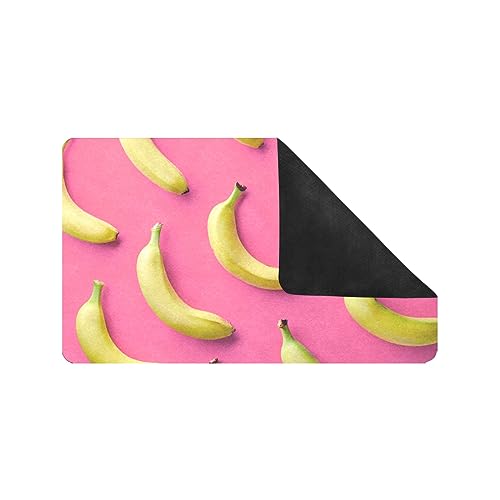 susiyo Doormat 30"x18" Yellow Bananas on Pink Non-Slip Indoor Entryway Door Mat (Rubber Backing)