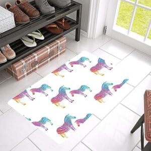 susiyo doormat 30"x18" colorful zebra non-slip indoor entryway door mat (rubber backing)