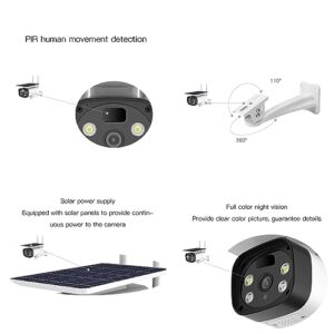 Dioche Wireless WiFi HD Full Color Night Solar Security Camera IP67 Waterproof Outdoor Surveillance