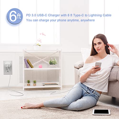 3 Pack iPhone 14 13 Fast Charger [Apple MFi Certified], 20W PD USB C Wall Charger Adapter with 6FT Type C to Lightning Cable Compatible with iPhone 14/13/12/Pro/Pro Max/XS/X/SE and More