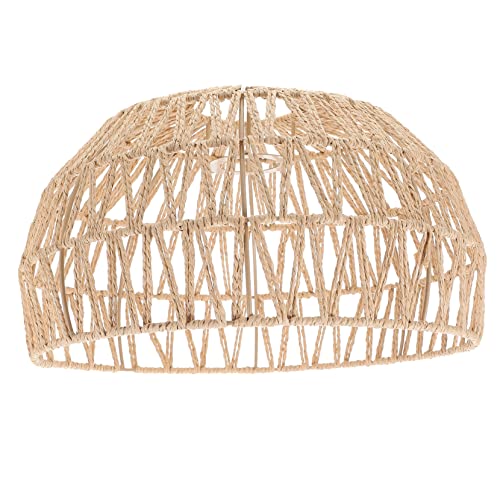 DOITOOL Imitation Rattan Paper Rope Lampshade Hanging Lights Indoor Rustic Light Fixtures Ceiling Rattan Chandelier Replacement Lampshades Rattan Basket Lampshade Woven Pendant Lamp Cover