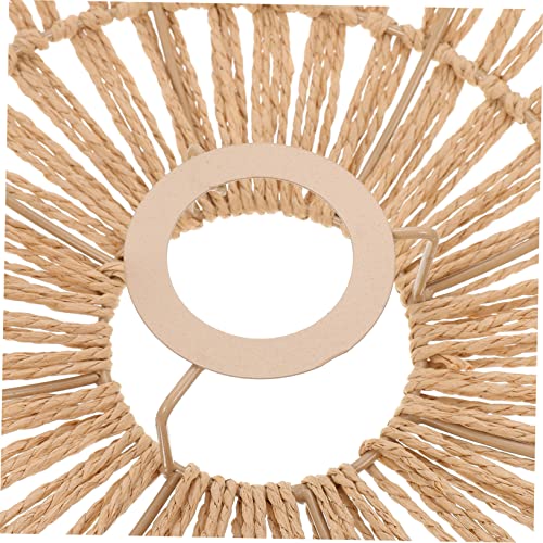 DOITOOL Imitation Rattan Paper Rope Lampshade Hanging Lights Indoor Rustic Light Fixtures Ceiling Rattan Chandelier Replacement Lampshades Rattan Basket Lampshade Woven Pendant Lamp Cover