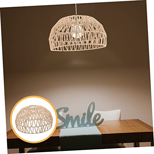 DOITOOL Imitation Rattan Paper Rope Lampshade Hanging Lights Indoor Rustic Light Fixtures Ceiling Rattan Chandelier Replacement Lampshades Rattan Basket Lampshade Woven Pendant Lamp Cover