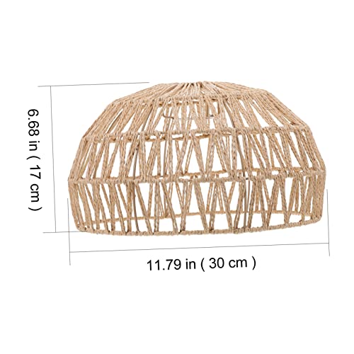 DOITOOL Imitation Rattan Paper Rope Lampshade Hanging Lights Indoor Rustic Light Fixtures Ceiling Rattan Chandelier Replacement Lampshades Rattan Basket Lampshade Woven Pendant Lamp Cover