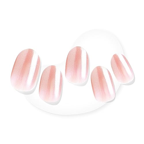 Dashing Diva Glaze Nail Strips - Blush Glaze | Works with Any LED Nail Lamp | Long Lasting, Chip Resistant, Semicured Gel Nail Strips | Contains 34 Salon Quality Nail Wraps, 2 Prep Pad, 1 Nail File