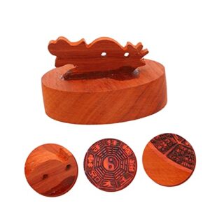 COHEALI Seal of Rebirth Curse Chinese Decorations Wooden Stamps Wooden Decor Traditional Stamps scrying Mirror Convex Mirror Chinese Bagua Stamp Wood Bagua Stamp Decor Wood Chinese Stamp