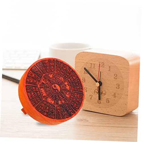 COHEALI Seal of Rebirth Curse Chinese Decorations Wooden Stamps Wooden Decor Traditional Stamps scrying Mirror Convex Mirror Chinese Bagua Stamp Wood Bagua Stamp Decor Wood Chinese Stamp