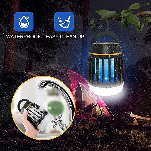 3 in 1 Bug Zapper, USB Rechargeable Mosquito Trap, Waterproof Insect Fly Trap for Outdoor & Indoor,LED Lantern, Emergency Power Supply 2000mAh for Home, Camping, Gnats, Backyard, Patio