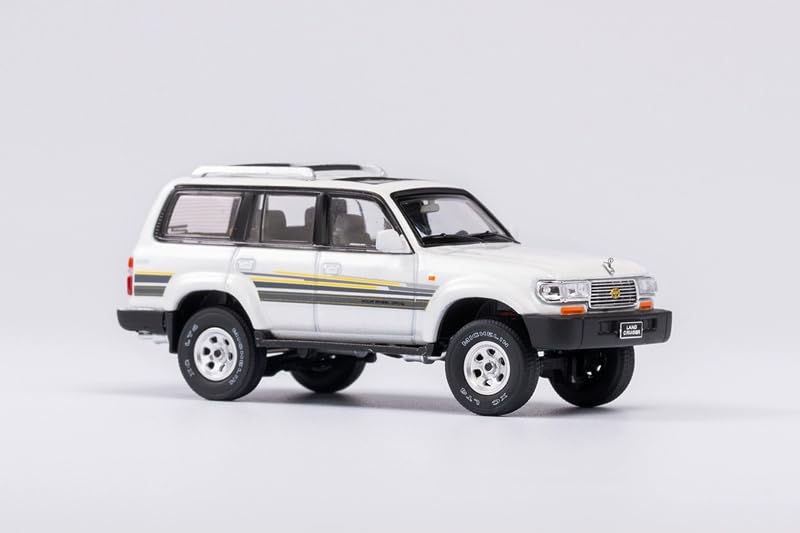 FloZ for KengFai for Toyota for Land Cruiser for LC80 Off-Road Vehicle Pearl White Regular 1:64 Truck Pre-Built Model