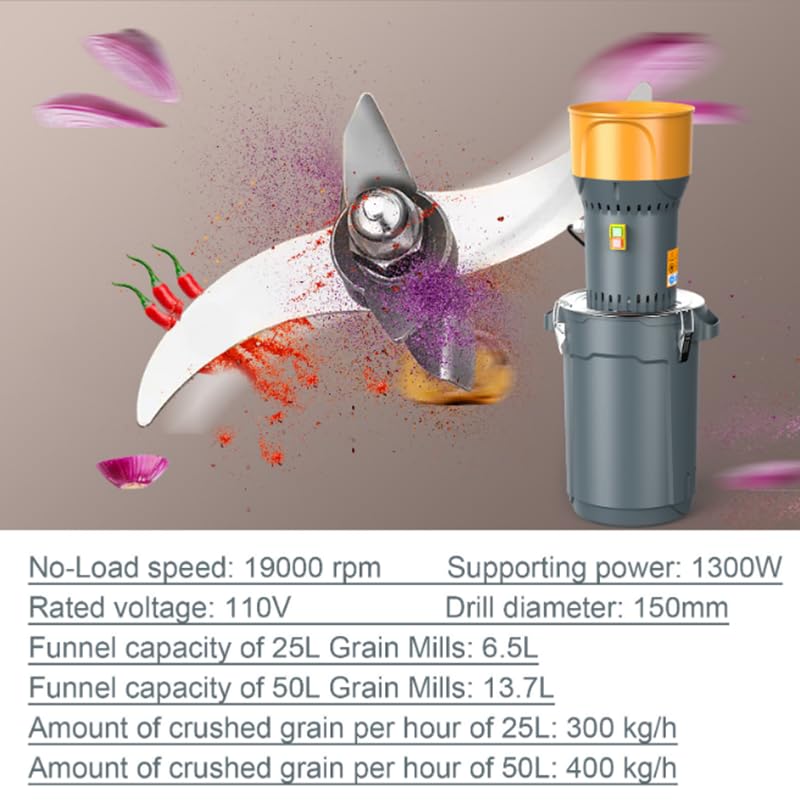 Electric Corn Grinder Grain Mill,1300W 110V Wheat Grinder,Feed Cereals Crusher Flour Mill Grinder 13.2Gallons (50L)