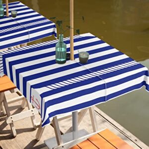 EZON-CH Outdoor Tablecloth with Umbrella Hole and Zipper 54"x54", Anchor Rope and Steering Wheel Blue Square Waterproof Table Cloth Table Covers for Dining, Garden, Courtyard, Patio, Camping, Picnic