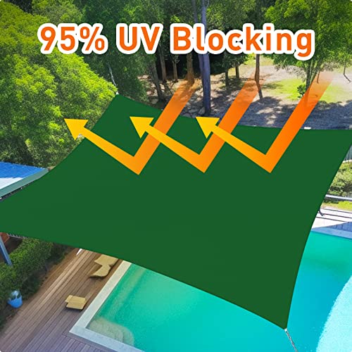 Artpuch 12'x12' Customize Dark Green Sun Shade Sail UV Block 185 GSM AT0812 Commercial Rectangle Outdoor Covering for Backyard, Pergola (Customized Available)