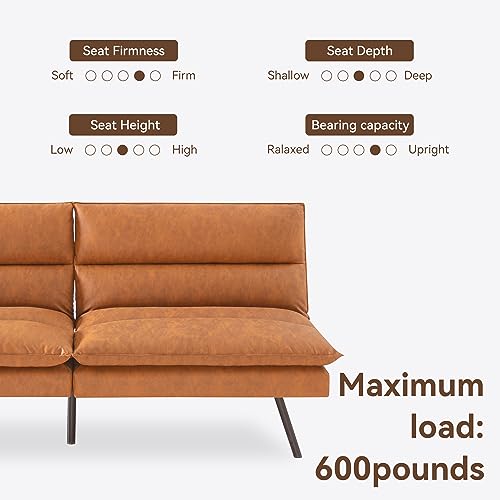 Opoiar Futon Couch Bed with Mattress and Frame Included,Comfortable Loveseat Sleeper Sofa for Dorm Apartment Office College Small Space Bedroom RV Living Room, Light Brown