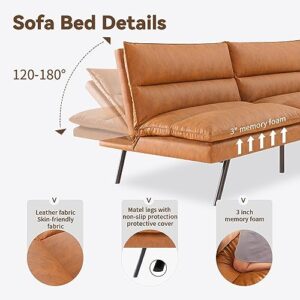 Opoiar Futon Couch Bed with Mattress and Frame Included,Comfortable Loveseat Sleeper Sofa for Dorm Apartment Office College Small Space Bedroom RV Living Room, Light Brown