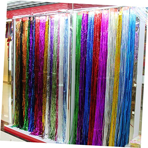 VOSAREA 1 Pack 2 Sets Gold foil Curtain Tassel Curtains Fringe Curtain Tassel Trim Party Curtain Tassel Metallic Tinsel Backdrop rain Curtain Tassel Backdrop Curtain Wedding Metallic line