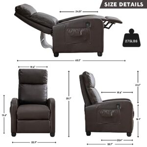 Phoenix Home New Model Massage, Modern Single Sofa Padded Backrest and Thick Seat Cushion, PU Leather Recliner Chair for Living Room, Home Theater, Dark Brown