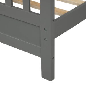 KoiHome Twin Wood Platform Bed with Headboard and Footboard, Modern Bed Frame with Solid Wood Slat and Support Legs for Bedroom, Simple and Classic Design,No Box Spring Need, Gray (Twin)