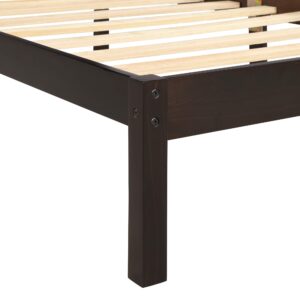 KoiHome Twin Wood Platform Bed Frame with Headboard, Modern Bed Frame with Solid Wood Slat and Support Legs for Bedroom, Simple and Classic Design, No Box Spring Need, Espresso (Twin)