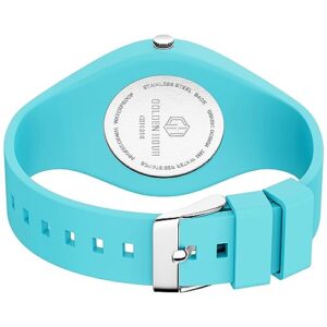 GOLDEN HOUR Waterproof Sports Analog Unisex Watches for Nurse Medical Professionals, Students - Military Time Glowing Easy to Read Dial, Jelly Silicone Strap in Light Blue