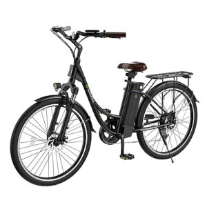 isinwheel electric bike u2, 26" electric cruiser bike 350w ebike, 20mph electric bike for adults, professional 7 speed e-bike, electric city commuter bicycle (black)