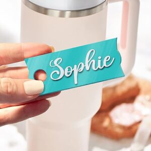 Personalized Stanley Tumbler Name Plate, Custom Name Tumbler ID Tag, Stanley Straw Topper, Stanley Tumbler Lid Topper