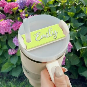 Personalized Stanley Tumbler Name Plate, Custom Name Tumbler ID Tag, Stanley Straw Topper, Stanley Tumbler Lid Topper