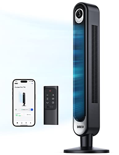 Dreo Smart Tower Fan WiFi Voice Control, Compatible with Alexa/Google & Table Fans for Home Bedroom, 9 Inch Quiet Oscillating Floor Fan with Remote, Air Circulator Fan