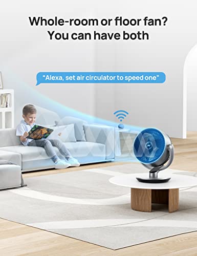 Dreo Smart Fans for Bedroom, 11 Inch, 25dB Quiet DC Room Fan with Remote, 120°+90° Oscillating Fan & Tower Fan 42 Inch Pilot Max, 2023 Upgraded Smart Fans for home