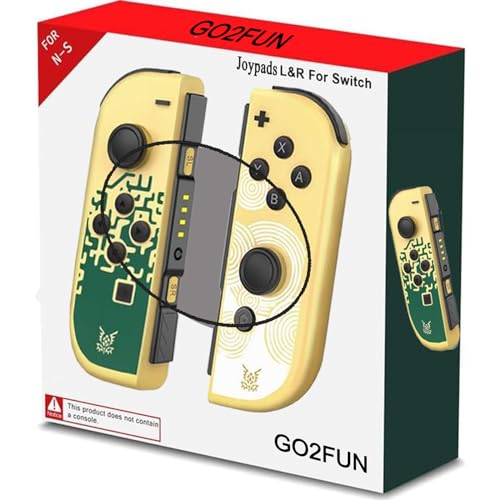 Go2fun Joypads Controller Compatible with Nintendo Switch,Replacement L/R Joypad Controllers with Dual Vibration,Support Wake-up/Motion Control,No NFC(Zelda Tears of The Kingdom Gorgeous Gold)