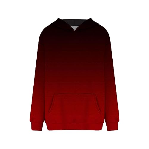 LTTVQM Hoodie for Women Long Sleeve Drawstring Hoodie Pullover Sport Casual Winter Sweatshirt with Pocket Hoods Tie Dye Gradient Sweatshirt to Wear with Leggings Blusas De Mujer Red XL