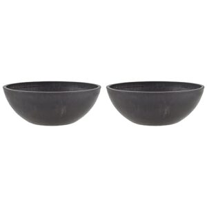 psw arcadia products, centerpiece bowl, fairy garden planter m20dc, 8 inch, dark charcoal (pack of 2)