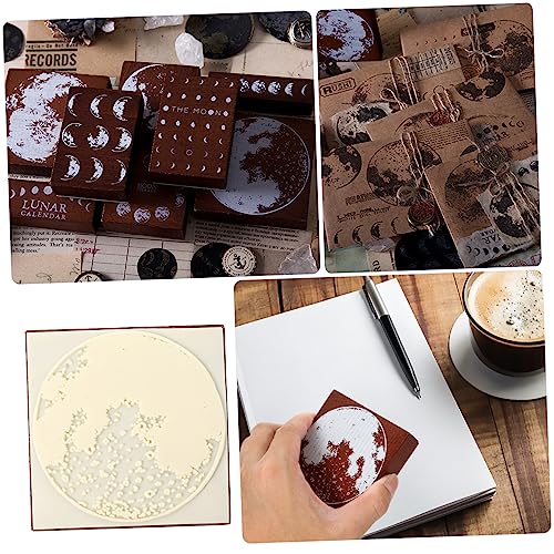 TEHAUX Lunar Wooden Seal Plant Kits for Wood Decor Plant Decorations Botanical Decor Rubber Alphabet Stamps for Rubber Stamps for Crafting Stamps Kit Hand Account Stamps