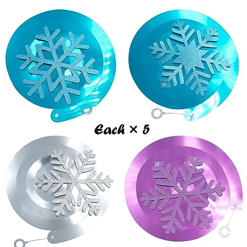 30CT Christmas Snowflake Hanging Swirl Decorations, Winter Snowflakes Frozen Birthday Party Ceiling Streamer Purple Blue Silver Snowflake Garland for Winter Party Wonderland Xmas New Year Party Decor