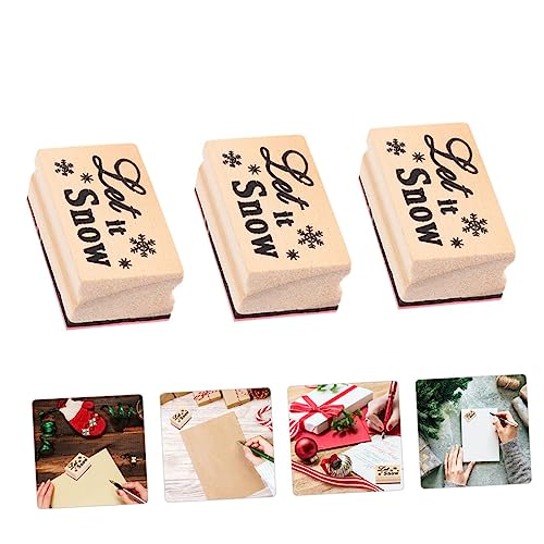 NOLITOY 3pcs Christmas Snowflake Stamp Art Craft Stamp Wooden Christmas Stamp DIY Scrapbook Wooden Stamps Wood Snow Seal Christmas Diary Stamp Diary Scrapbook Stamp self Made The Sign