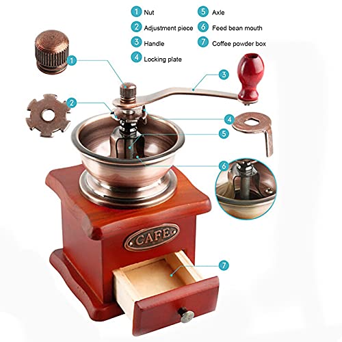 Mini Vintage Hand Cranked Coffee Bean Mill Manual Coffee Grinder for Household Use - Electric and Burr Coffee Grinder Espresso Grinder Manual Coffee Grinder