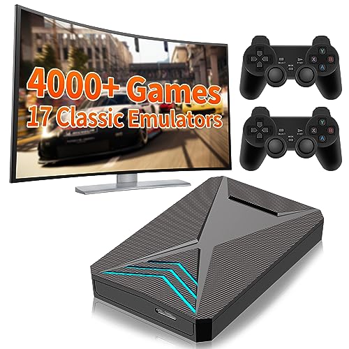 Retro Game Console - Plug and Play Video Game Console,Emulator Console, Compatible with 17 Emulators,2T Portable External Hard Drive for Win PC/Laptop with PC/3D Games (wireless controller)