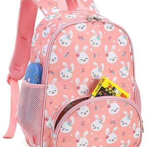 BTOOP Kids Backpack Girls Cute Bunny Toddler School Bag Preschool Kindergarten BookBag Nursery Small Daypack with Chest Strap