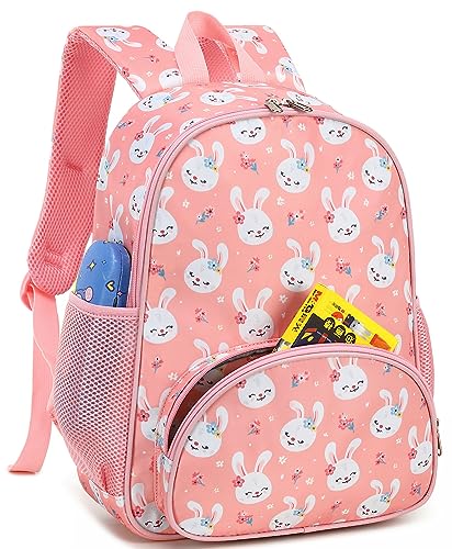 BTOOP Kids Backpack Girls Cute Bunny Toddler School Bag Preschool Kindergarten BookBag Nursery Small Daypack with Chest Strap