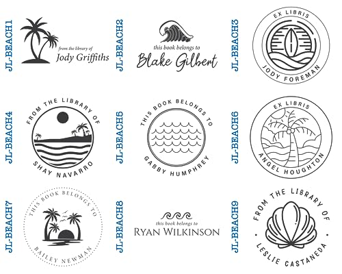 Personalized Library Book Stamp with Beach Theme - Custom Wooden Stamp, Perfect for Beach Lovers and Summer Reading - Add a Tropical Touch to Your Library Collection! (1 5/8” x 1 5/8”)