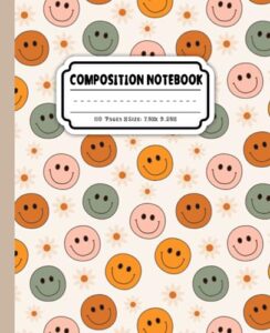 composition notebook wide ruled: smiley faces aesthetic preppy lined paper journal |for kids, boys, girls, teens and adults.